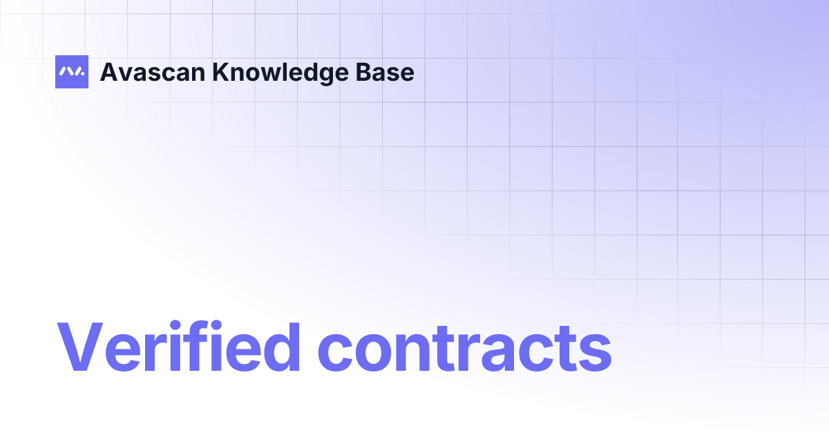 Verified contracts | Avascan Knowledge Base
